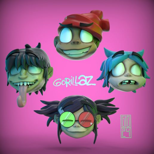 🧲 Gorillaz Magnet・ STL File for 3D printing・Cults