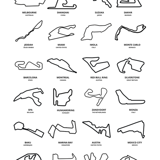 🚗 F1 Schedule 2025 | F1 Schedule 2025・ STL File for 3D printing・Cults