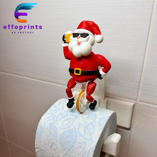 🎅 Santa Claus Riding Toilet Paper・ STL File for ・Cults