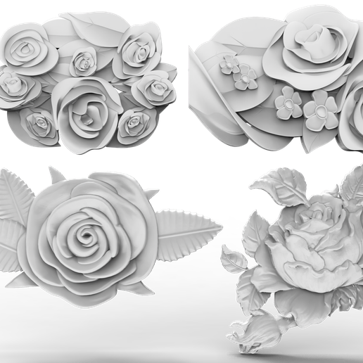 📁 3D Model STL File for CNC Router/Laser & 3D Printer 4 Roses・ 3D File ...