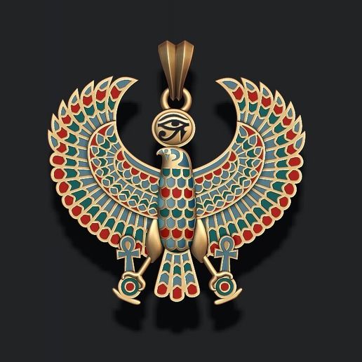 🇪🇬 Egyptian Horus Falcon God enamel pendant 3D print model・ 3D File for ...