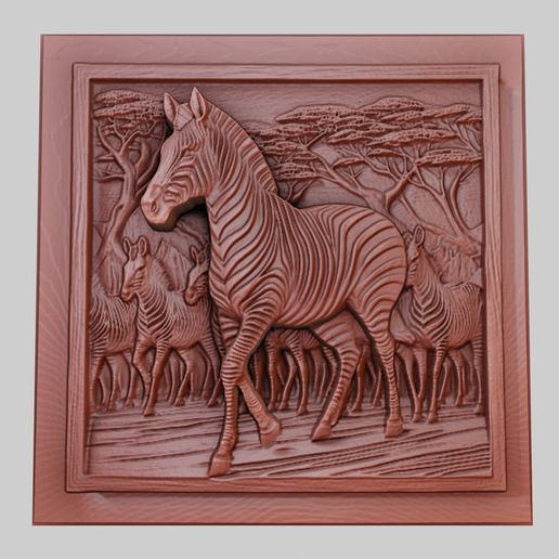 3D-Datei The zebra roams with its herd 3d printer model animal model ...