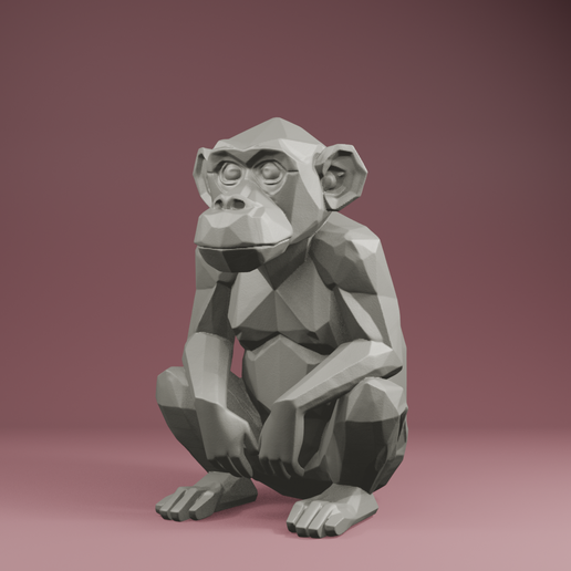 🐒 Low Poly Monkey STL – Geometric 3D Print Model for Animal Decor・ STL ...