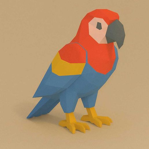 🦜 Low Poly Macaw Parrot – Colorful 3D Printable Bird Sculpture STL・ STL ...