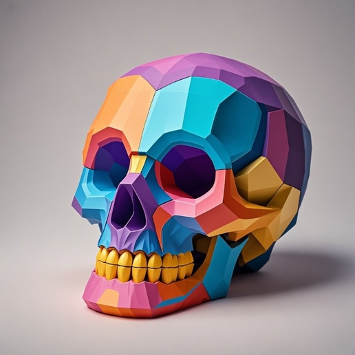🎨 2425 Color 3D Model of a Halloween Skull - Low Poly Style, Halloween ...