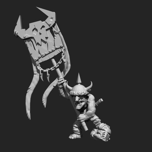 ⚔ Big Dakka Warlord's Suspiciously Lucky Grot with Banner・Free OBJ File ...