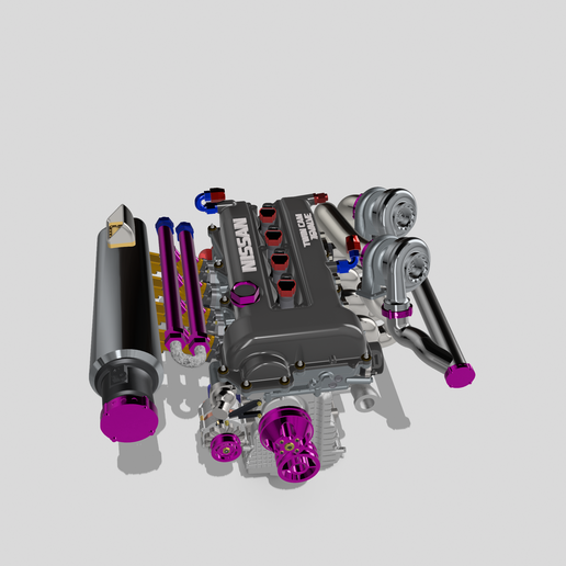 💶 SR20 Engine x4 combos ITB Turbo Twin Turbo・ STL File for 3D printing ...