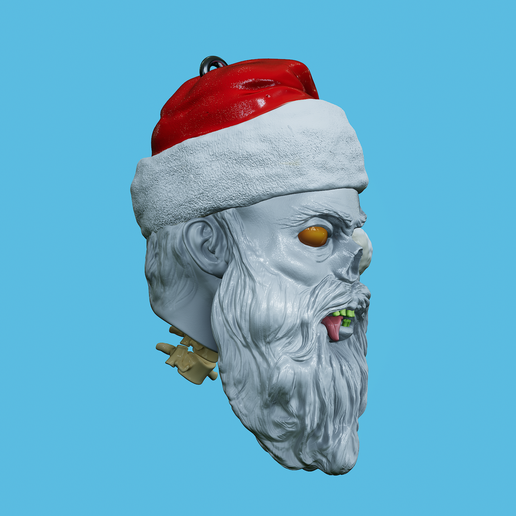 🧟 Zombie Santa HEAD SANTA CLAUS CHRISTMAS HAT, KEYCHAIN - PENDANT ...
