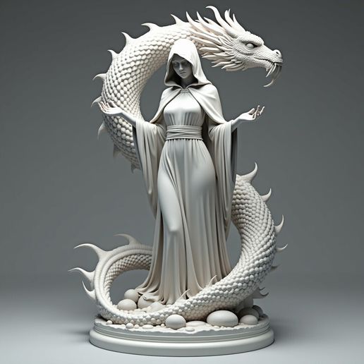🐉 eldritch elegance - Velthara – The White Dragon Priestess・ STL File ...