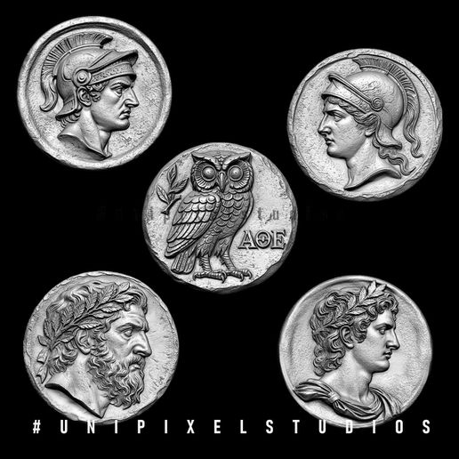 🏛️ Ancient Greek Coin STL | 3D Printable Bas-Relief Classical Coins ...