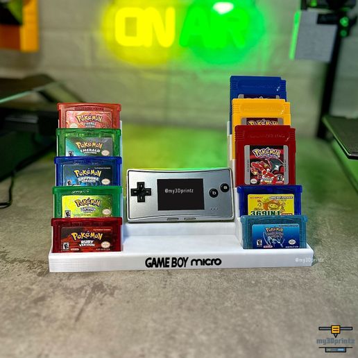 3D file GAMEBOY MICRO STAND WITH 10X GAME CARTRIDGES HOLDER 💻 ・3D ...