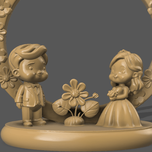 STL file Wedding Couple 3D Frame – Romantic STL for Decoration Gifts 💒 ...
