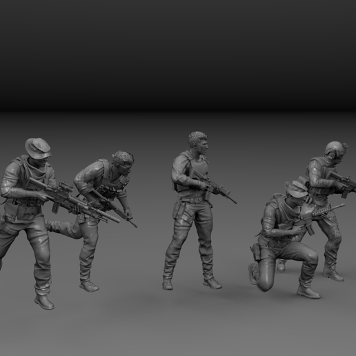 🦭 PACK 5 SOLDIERS SPECIAL FORCES SEAL V3・ STL File for ・Cults