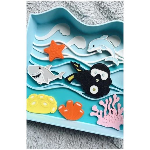 🌊 Ocean Waves Tray and Mini Elements of Marine Life – for Sensory Play ...