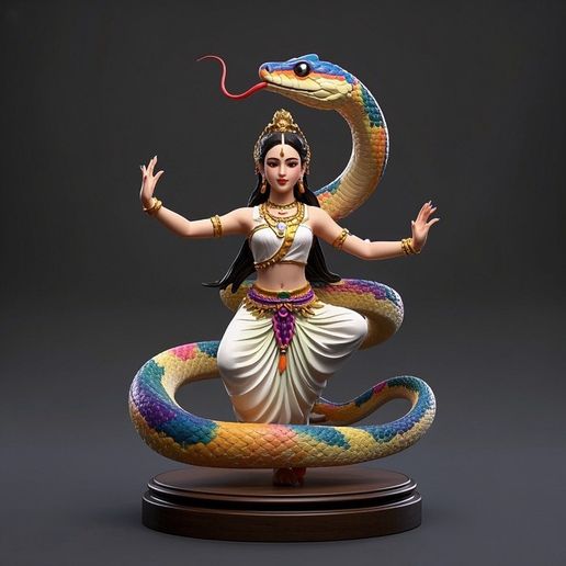 🎨 1547 Color 3D Model of a Dancing Snake Woman in Indian Style, magic ...