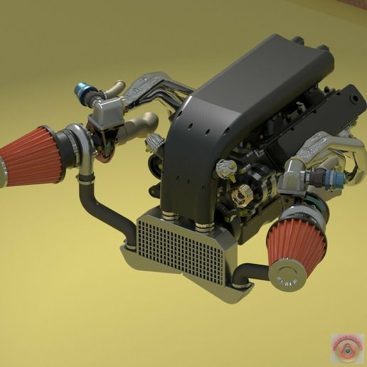 🚙 CHEVROLET ZZ 572 V8 TWIN TURBO - ENGINE・ STL File for 3D printing・Cults