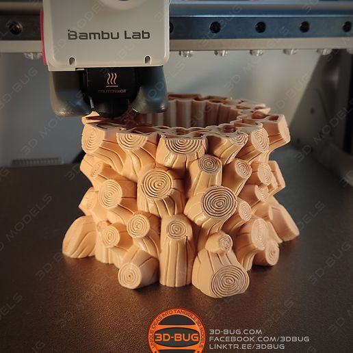 🌳 Tree Stump Pen Holder・ STL File for 3D printing・Cults