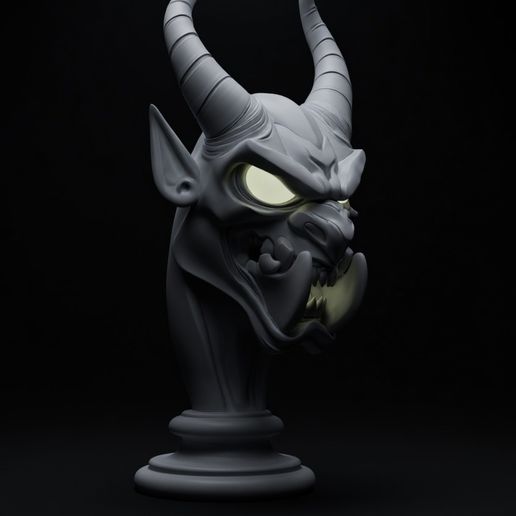 👤 Demon Mask Bust – Dark Fantasy Oni Sculpture 3D Printable Model・ STL ...