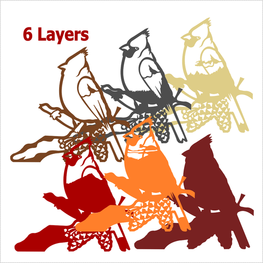 🪵 Wooden Red Bird Ornament SVG! Stunning 6-Layer Glowforge & Laser ...