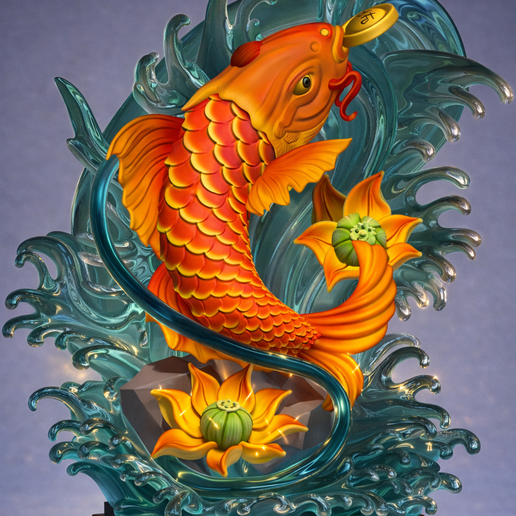 🥠 Fortune Koi Rising - Feng Shui Estatua Decorativa - 3d imprimir ...