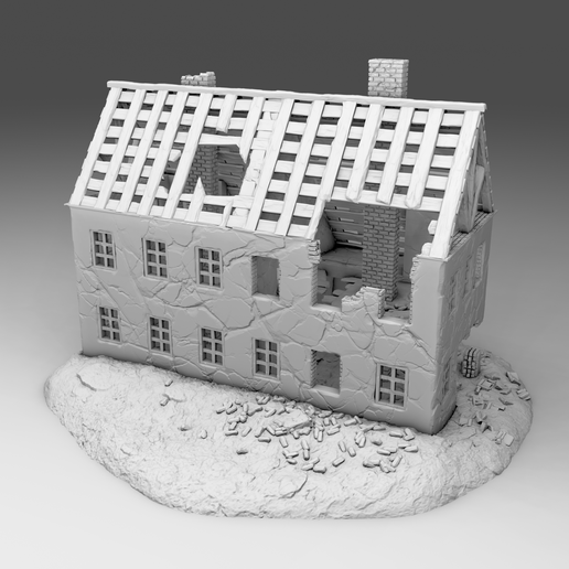 STL file World War II Architecture - Shelled housing 🗺️ ・3D print ...
