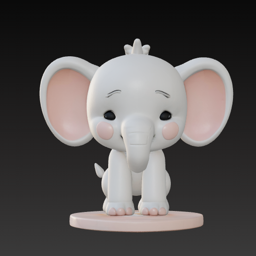 🐘 Sitting Kawaii Elephant STL – Cute Chibi-Style Elephant 3D Model for ...