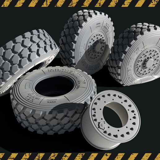 🪖 JLTV / M-ATV - MRAP Military Truck Tyres Wheels・ STL File for 3D ...