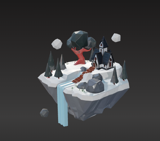 🏝️ Low-Poly Floating Island・ STL File for 3D printing・Cults