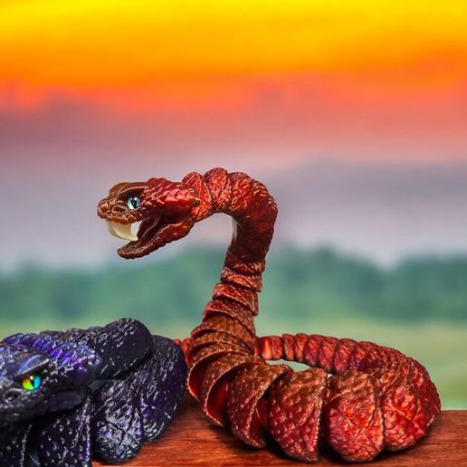 🐍 Articulated Rattlesnake With Fangs - Flexi snake・ 3D File for 3D ...