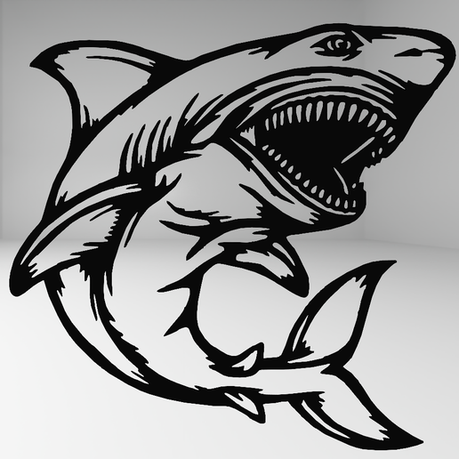 3d drawing shark