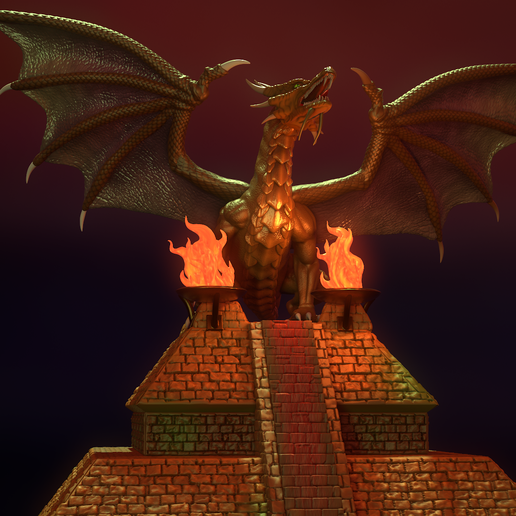🐉 Heroes 3 Rust Dragon at the apex of pyramid・ STL File for 3D printing ...