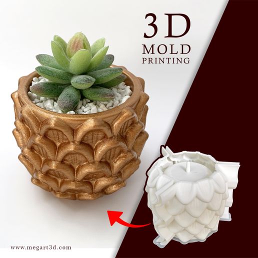 🪴 Concrete planter Pot 3D printed mold - Include Pot file for print ...