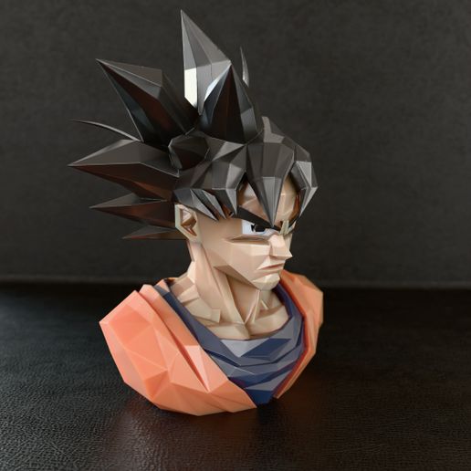👤 Goku Low poly Bust・ STL File for 3D printing・Cults