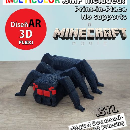 🕷️ Spider minecraft movie・ STL File for 3D printing・Cults