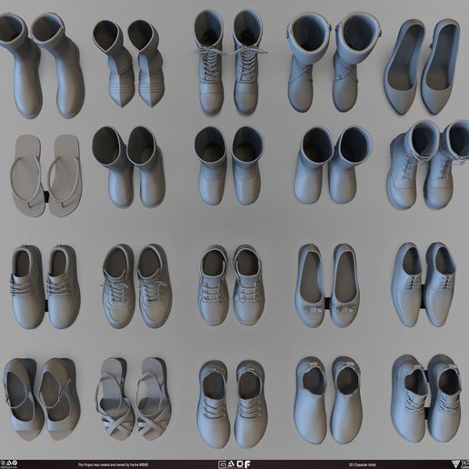 👢 Pack of 20 Shoes Kitbash Volume 03・ 3D File for 3D printing・Cults