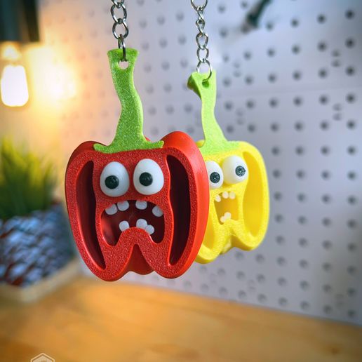 🔔 Screaming Bell Peppers + Keychains・ STL File for 3D printing・Cults