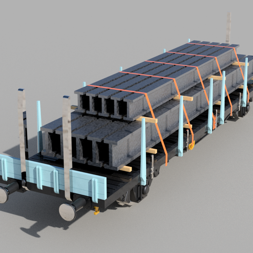 🌉 1:87 HO Scale - Steel Bridge Beams / Girder Cargo with Transport ...