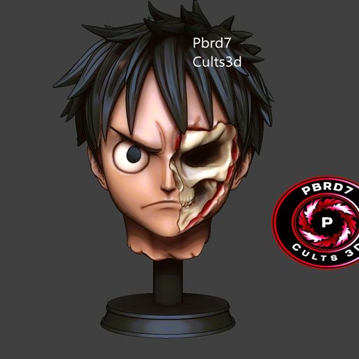 💀 LUFFY ONE PIECE HEAD・Fichier STL pour Impression 3D・Cults