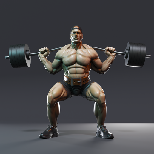 🟢 Ultra Muscular Bodybuilder Squat Pose Powerlifter Fitness Statue STL ...