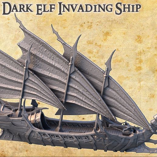🧝 Dark Elf Invading Ship 28 mm Tabletop Terrain・ STL File for 3D ...
