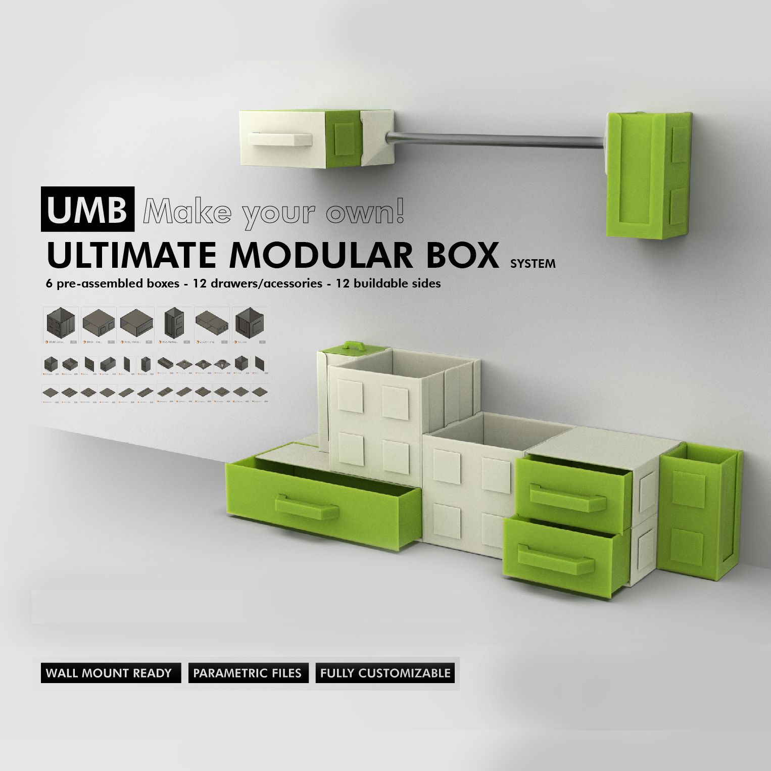 STL file UMB - ULTIMATE MODULAR BOX SYSTEM! More than 30 parametric ...