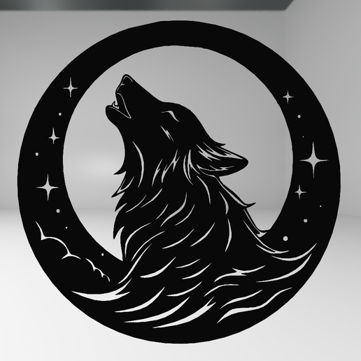 🐺 Howling Wolf: Line Art of a Wolf Howling at the Moon・ STL File for 3D ...