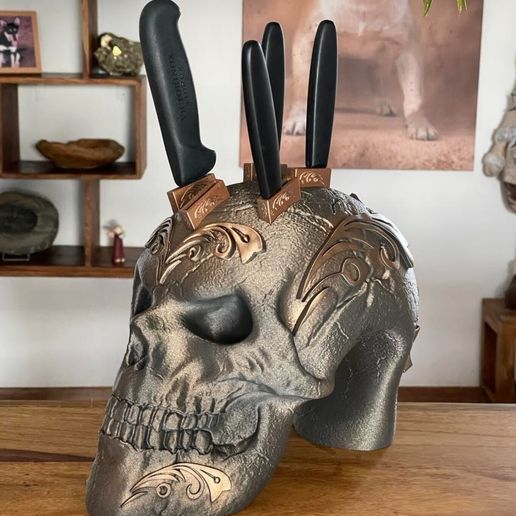 💀 Skull as a knife block Blade width 50mm・ 3D File for 3D printing・Cults