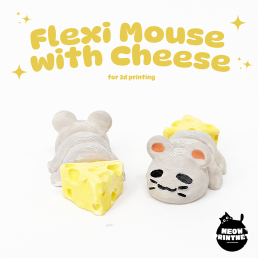 🐁 Flexible mouse tail with cheese・ 3MF File for 3D printing・Cults