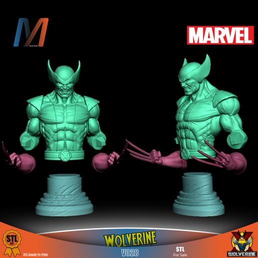👤 V038 - MARVEL WOLVERINE BUST・ STL File for ・Cults