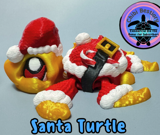 3D file Santa Turtle Flexi (Commercial Use) 🎅 ・3D printer design to ...