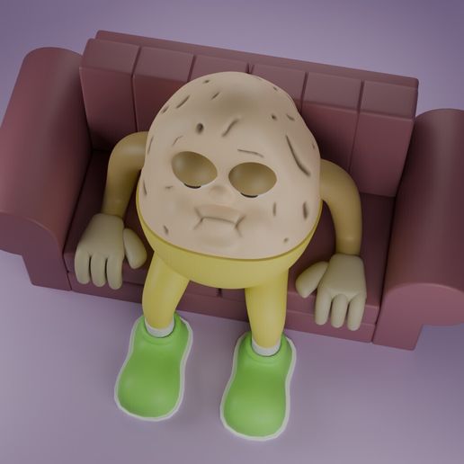 🛋️ Cartoon Couch Potato・Free STL File for 3D printing・Cults