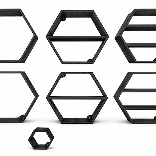 🏢 Modular Hexagon Wall Shelf Set - 7 Piece 3D Printable Organizer・ STL ...