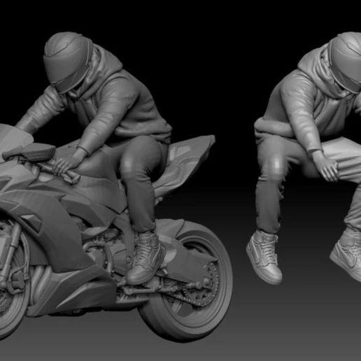 🥷 Kawasaki ZX6R ZX636 + Rider Scale 1/64・ STL File for 3D printing・Cults