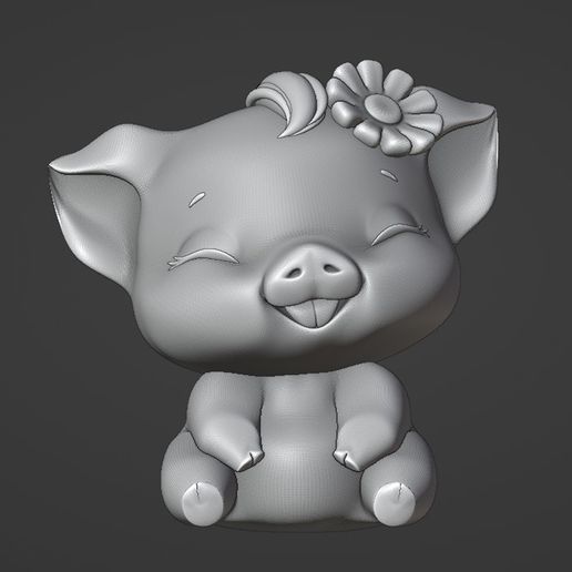 STL file Cute happy pig 🐖 ・3D printer model to download・Cults